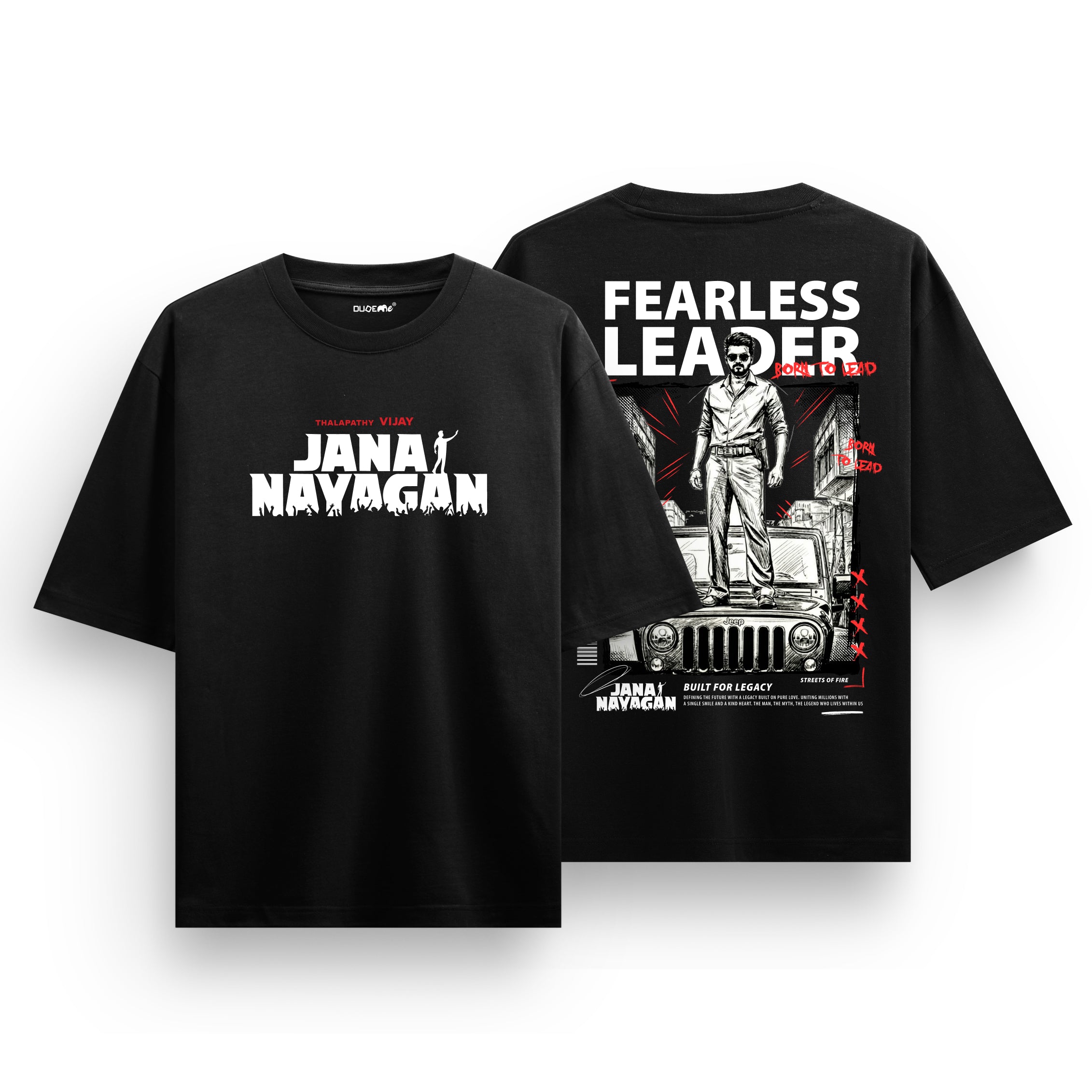 Jana Nayagan Fearless Leader Black Oversized T-Shirt – Dudeme