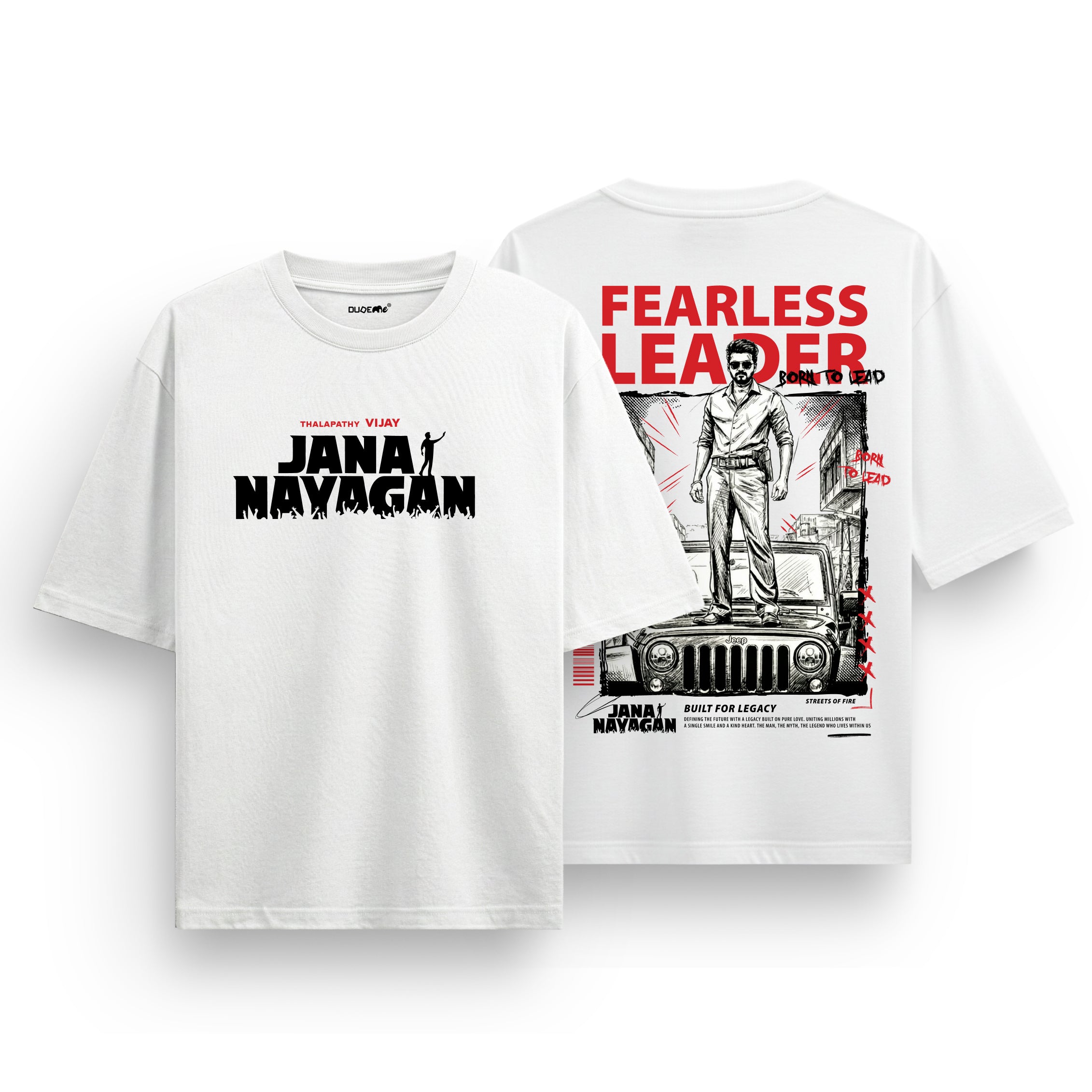 Jana Nayagan Fearless Leader White Oversized T-Shirt – Dudeme