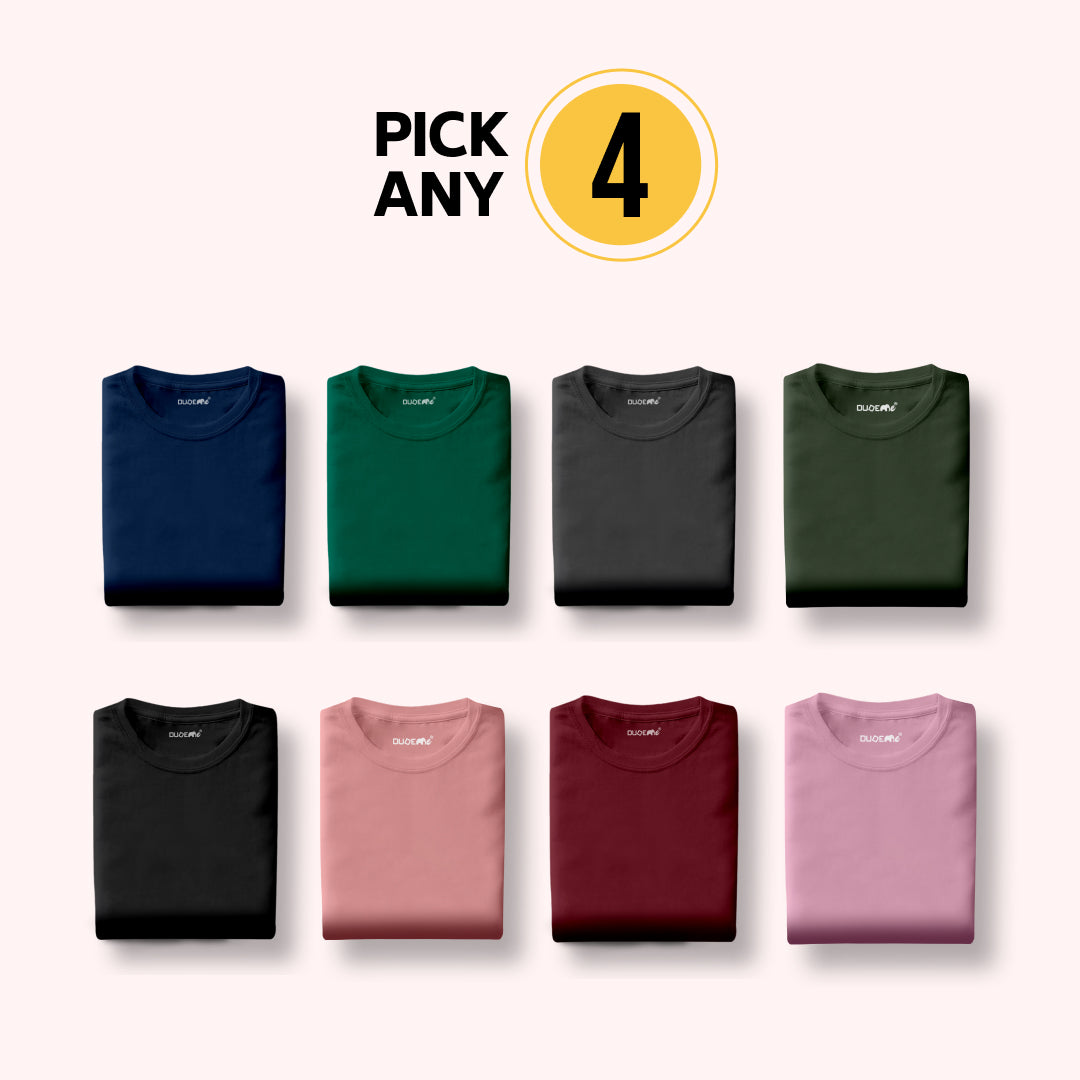 Pick Any 4 - Plain T-Shirts Combo – Dudeme